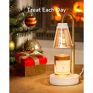 ULG 2-Pack Candle Warmer Lamp with Dimmer, Lamp Candle Heater with 4 Bulbs for 3 Wick Candles, Height Adjustable Candle Melter Light for Scented Wax, for Her/Mom, Amber