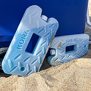 Kona Blue/Ice Ice Packs for Lunch Box - 2 lb Freezer Packs Compatible with Yeti Cooler Bags | Dry Ice Shock Pack, Long-Lasting Reusable Ice Packs for Lunch Bags (10" x 5.5" x 1.5" Pack of 4)