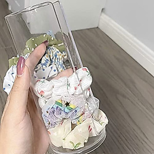 Clear Scrunchie Holder Stand Acrylic Transparent Hair Tie Holder Display Organizer with Lid Portable Hair Accessories Storage Rack for Women Girls