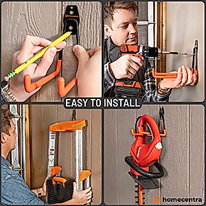 Garage Hooks for Hanging - Heavy Duty Hooks Garage Tool Organizer Wall Mount - Tool Hanger for Garage Wall - Garage Storage System Hook for Ladder, Power Tool Holder and Shed Organization - Pack Of 10