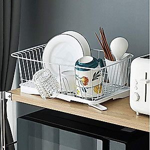 PDGJG Stainless Steel Dish Drainer Drying Rack Removable Rust Proof Utensil Holde for Kitchen Counter Storage Rack ( Color : Blue )