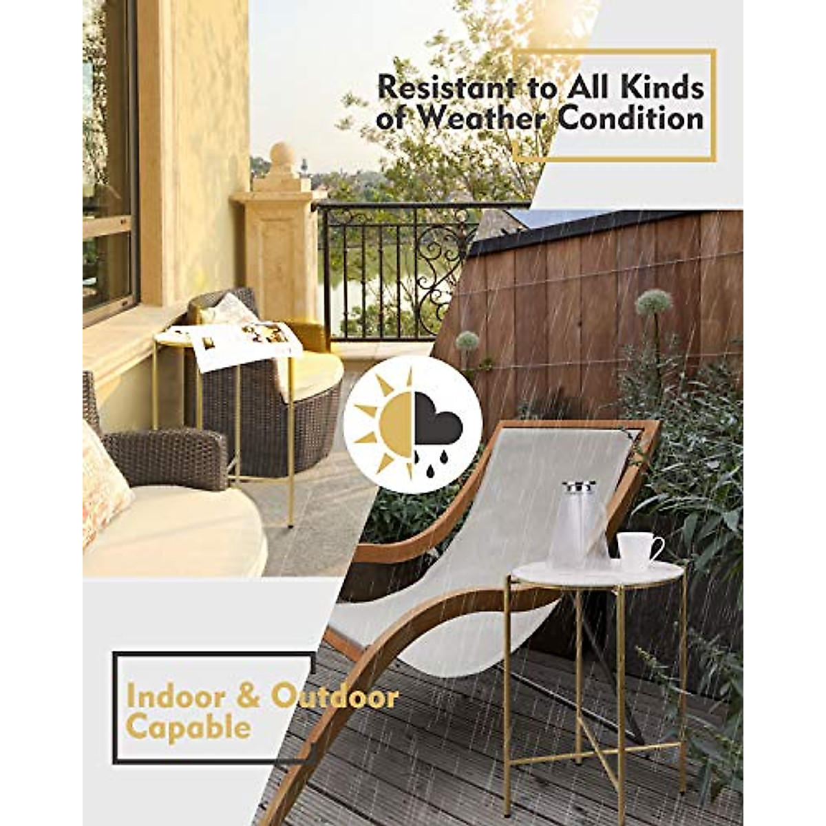 Moncot Round Side Table Small：Gold end Table White Side Table Marble Side Tables for Living Room Bedroom Glass Top Faux Marble TextureModern Brass Metal Frame