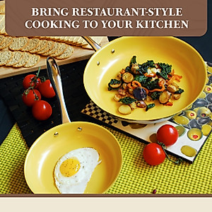 Non Stick Frying Pans Tuxton Concentrix 2pc Stainless Steel Pan Set - Stove & Oven Compatible 8 & 11in Ceramic Frying Pan with Riveted Handles Cobalt Blue