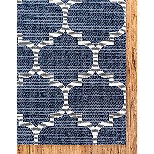 Rugs.com Georgia Collection Rug – 7' x 10' Navy Blue Flatweave Rug Perfect for Living Rooms, Large Dining Rooms, Open Floorplans