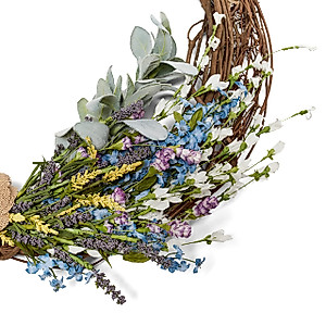 VADCAD Front Door Wreath - Farmhouse 24 Inch All Season – Artificial Flowers – Welcome Wreath – Farmhouse Décor for The Home – Modern Home Décor