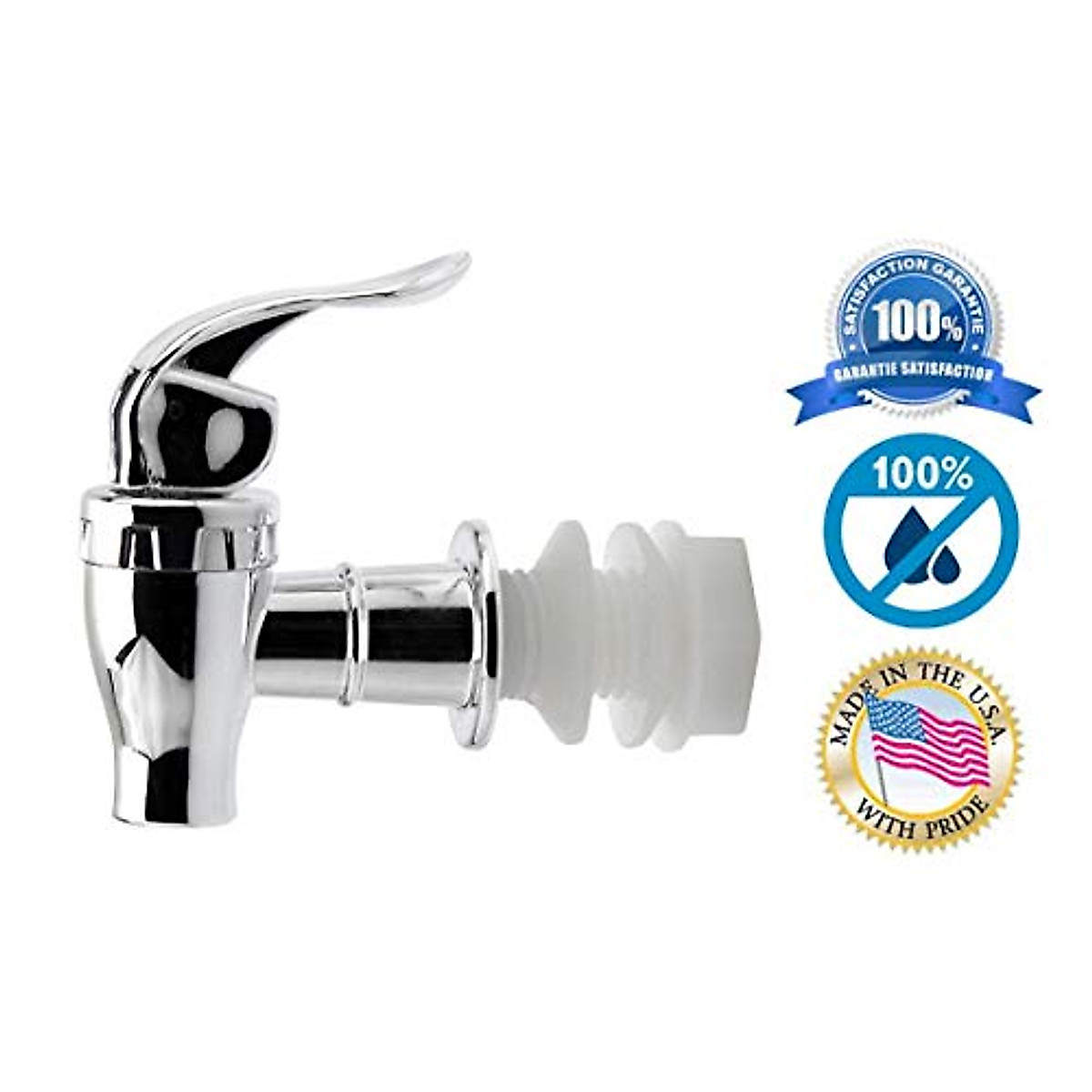 AquaNation BPA Free Replacement Cooler Faucet Water Bottle Jug Ceramic Water Crock Reusable Spigot Spout Water Beverage Lever Pour Dispenser Valve Gravity Water Tap - Chrome (1)