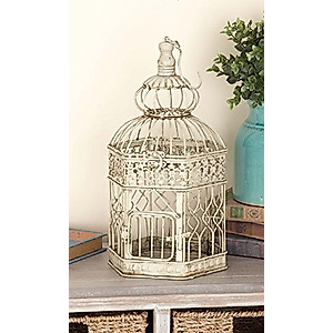 Deco 79 66520 Inch, Set of 2 Metal Bird Cage, 21", 18"H, Cream, 2 Count