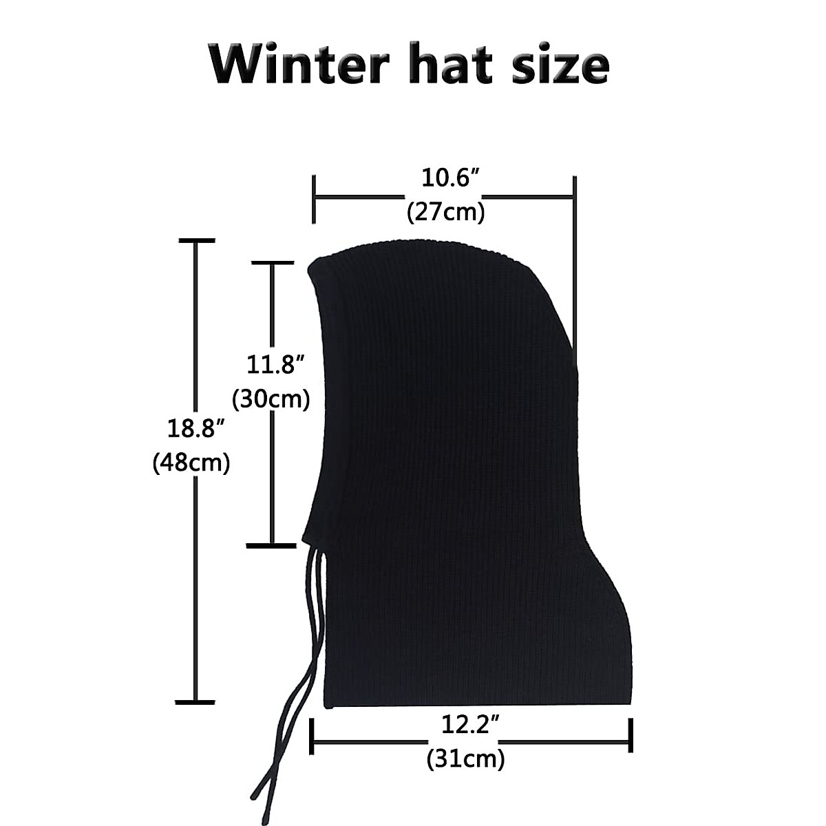 Facecozy Winter Hats for Women, Wool Blend Hooded Scarf Hat for Women Balaclava Knit Skull Cap Beanie Hat Men Neck Gaiters Black