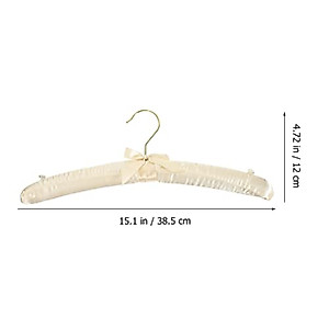 VOSAREA Skirt Hangers Baby Clothes Hangers 3pcs Satin Padded Hangers Covered Coat Hangers Wedding Bridal Bride Hanger with Non- Buttons for Strappy Dresses Beige Skirt Hangers Baby Clothes Hangers