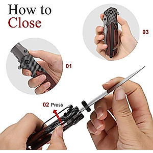 Pocket Knife for Men with 9Cr18Mov Stainless Steel, Folding Knife for Camping Hunting Hiking, Tactical Knife with Window Breaker, Seatbelt Cutter, Stocking Stuffers Christmas Gifts for Men Dad Husband