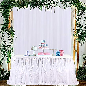 White Tulle Backdrop Curtains for Baby Shower Party Wedding Photo Drape Sheer Backdrop for Birthday Bridal Shower Photography Props 5 ft X 10 ft