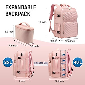 DWQOO Extra Large Travel Backpack For Women,Flight Luggage Backpack With Toiletry Bag,Personal Item Airline Approved Carry On Bag Fits 17.3 Inch Laptop,Pink
