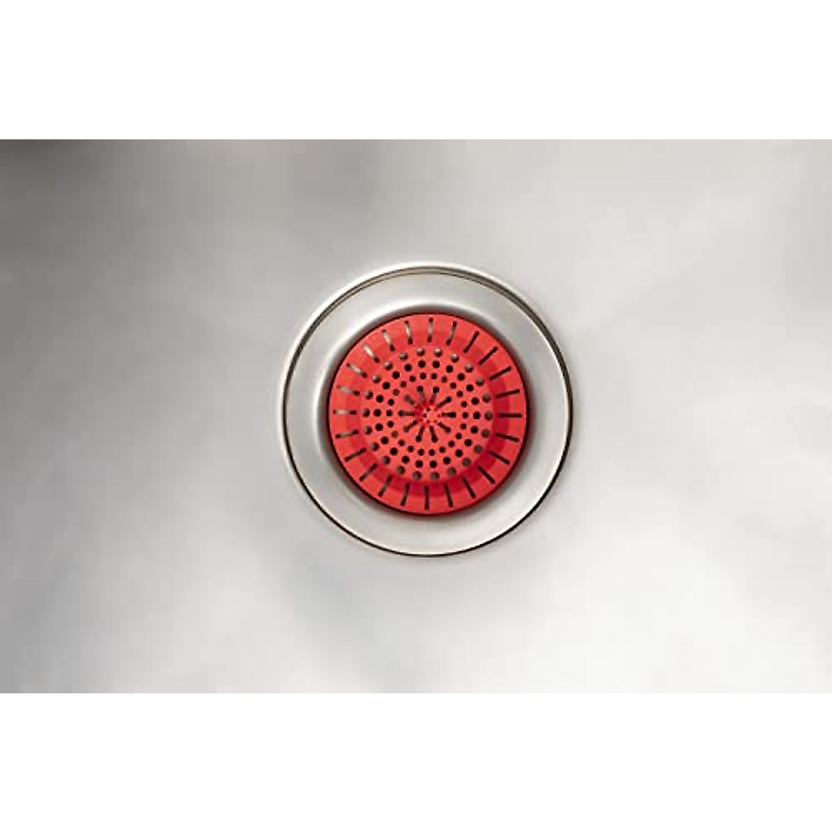 Dripsie Sink Strainer - Clog-Resistant and Flexible - Universal Kitchen Sink Drain Strainer - Made in The USA (1-Pack Red)