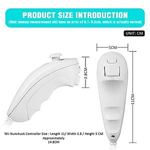 Suily Built-in Motion Plus Remote + Nunchunk Controller 2 in 1 Set Compatible for Wii (2* Black Set)