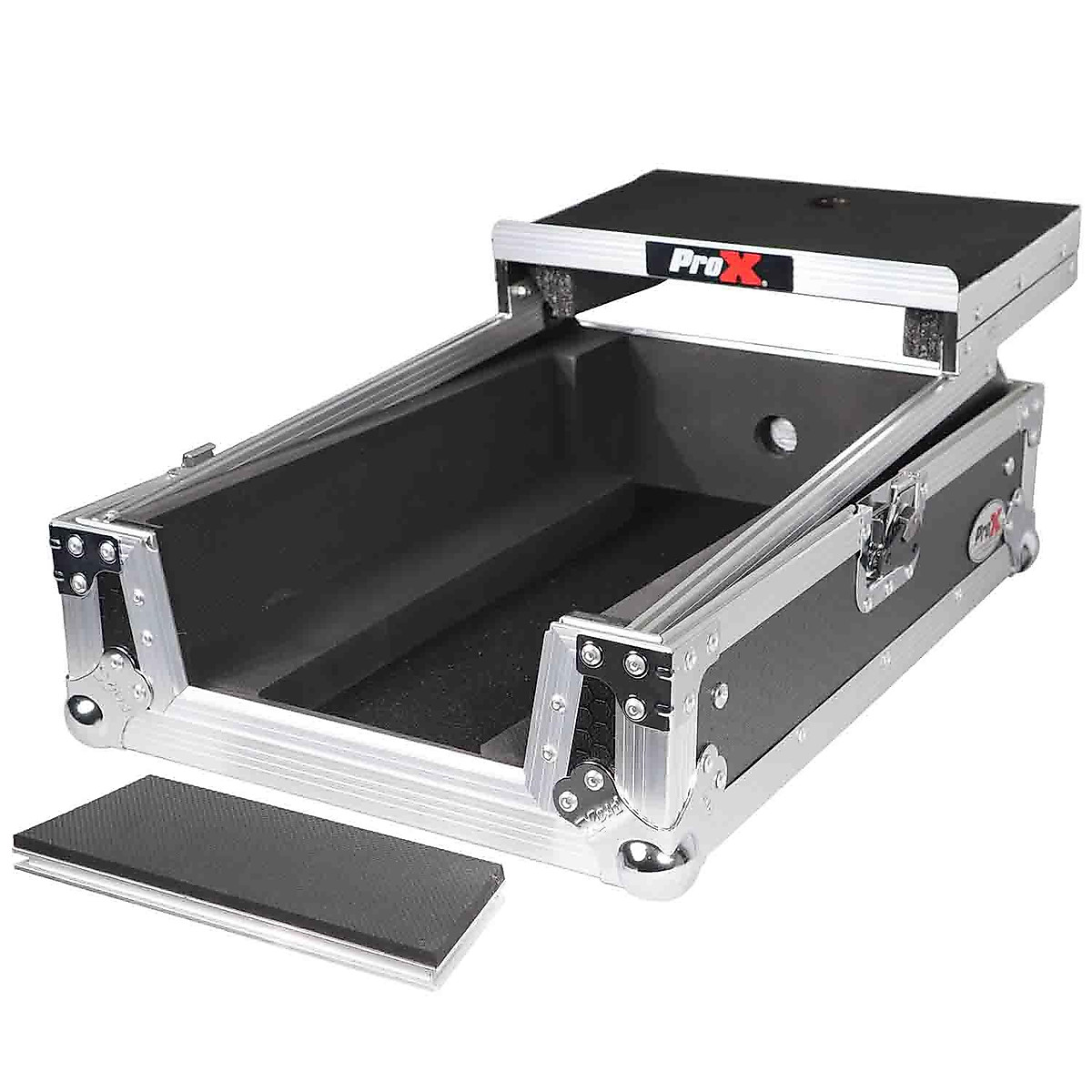 Artist Unknown Prox XS-RANE72LT 11" ATA-300 Style Gig Ready Flight/Road Case with Laptop Shelf for Rane Seventy-Two DJ Mixer, Silver on Black