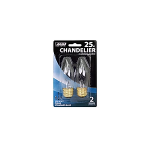 Feit Electric Bp25efc 25 Watt Clear Flame Tip Chandelier Light Bulb 2 Count