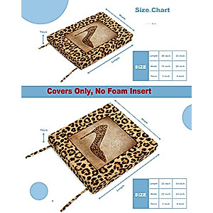 Leopard Print Chair Cushion Covers, Removable Stretch Non-Slip Chair Seat Covers, Washable Elastic Furniture Slipcovers Protector Indoor Outdoor Use 2 Pieces, Brown Animal Texture High Heels