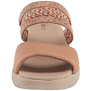 BZees Womens Fireworks Wedge Sandal Cafe Tan Woven 8 M
