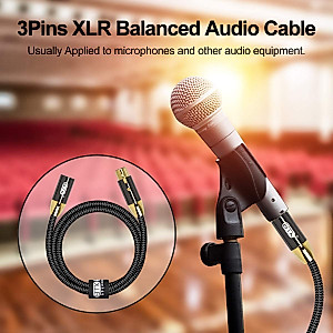 EMK XLR Microphone Cable XLR Male to XLR Female 3-Pin Balanced Behringer Mixer Speaker Cable Equalizer Mic Preamplifier Cable Compatible with Speaker Systems(10 Feet/3M, XLR Male to Female Black)