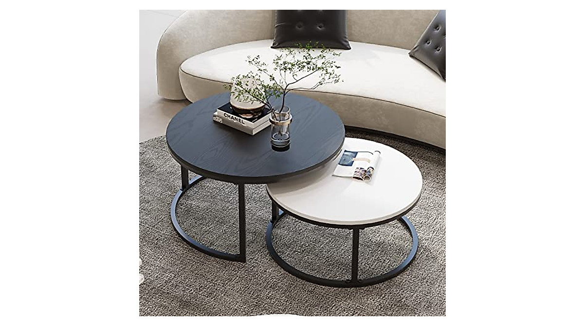 WiberWi Nesting Coffee Tables Set of 2 - Modern Space-Saving Design