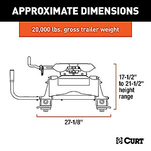 CURT 16536 Q20 5th Wheel Slider Hitch for Short Bed Trucks, 20,000 lbs