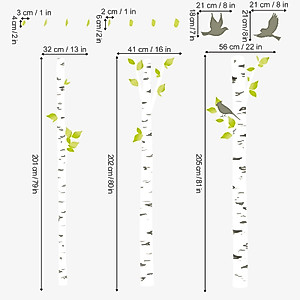 decalmile 3 Large White Birch Trees Wall Decals Forest Birds Wall Stickers Bedroom Living Room Dining Room Office Wall Decor(H:78.7Inches/6.6Ft)