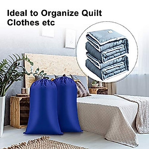 UFmeDorm Extra Large Heavy Duty Laundry Bags 2 Pack Travel Dirty Clothes Storage Organizer Drawstring Laundromat Sacks College Dorm XL Camp Tear Resistant Big Hamper Liner 28 x 43 inch Blue