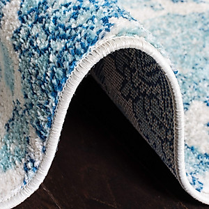 SAFAVIEH Madison Collection Area Rug - 8' x 10', Cream & Turquoise, Boho Chic Glam Paisley Design, Non-Shedding & Easy Care, Ideal for High Traffic Areas in Living Room, Bedroom (MAD600E)