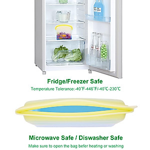 FUSMYE 2 Pack Extra Large Pure Silicone Food Storage Bags, 68oz, Stand Up Reusable Food Storage Containers, Ideal for Kitchen Camping, Microwave Freezer Dishwasher Safe, Leak-free