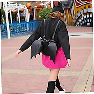 Domccy Women Mini Backpack,Women Mini Backpack,Novelty Black Bat Backpack Fashion Shoulder Bags Purse for Women Girls Black| Backpack
