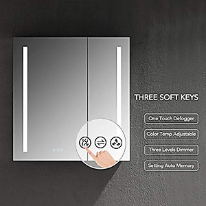 Blossom Recessed or Surface 30 Inch LED Mirror Medicine Cabinet with Lights, LED Medicine Cabinet with Defogger, Dimmer, Outlets & USB Ports (30x32)