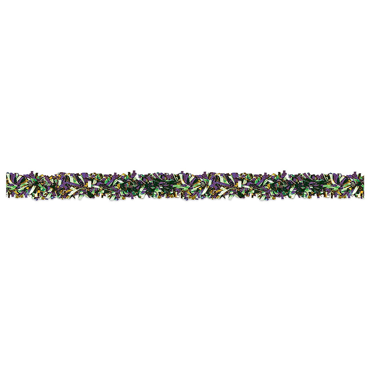 Beistle Metallic Festooning Garland Party Accessory, Mardi Gras Decorations, 4" x 15', Gold/Green/Purple