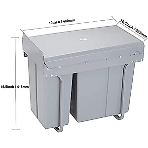 tonchean Pull Out Trash Can Under Cabinet 20 Quart + 10 Quart Under Sink Trash Can Double Sliding Trash Can Kitchen Pull Out Recycling Bin Waste Container for Garbage Classification