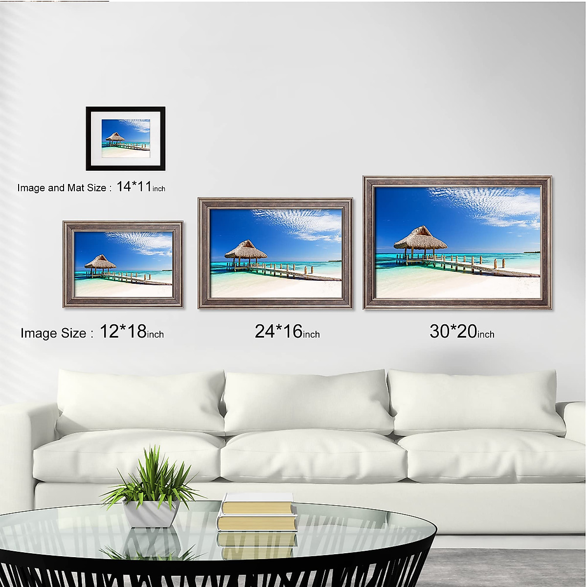 Over water bungalows Personalized Canvas or Photo Print and Framed Art Artwork with Couple's Names Special Date and Your Own Message on, Great Gift for Anniversary,Wedding,Birthday