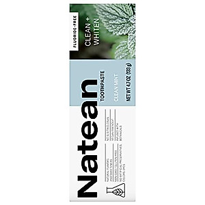 Natean Clean + Whiten Fluoride Free Whitening Toothpaste, Clean Mint - 4.7 Oz Tube
