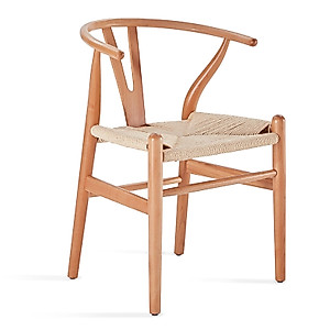 STARY Wood Wishbone Dining Room Chairs Mid Century Modern Wooden for Your Beach House, Fully Assembled, Nature - Set of 2