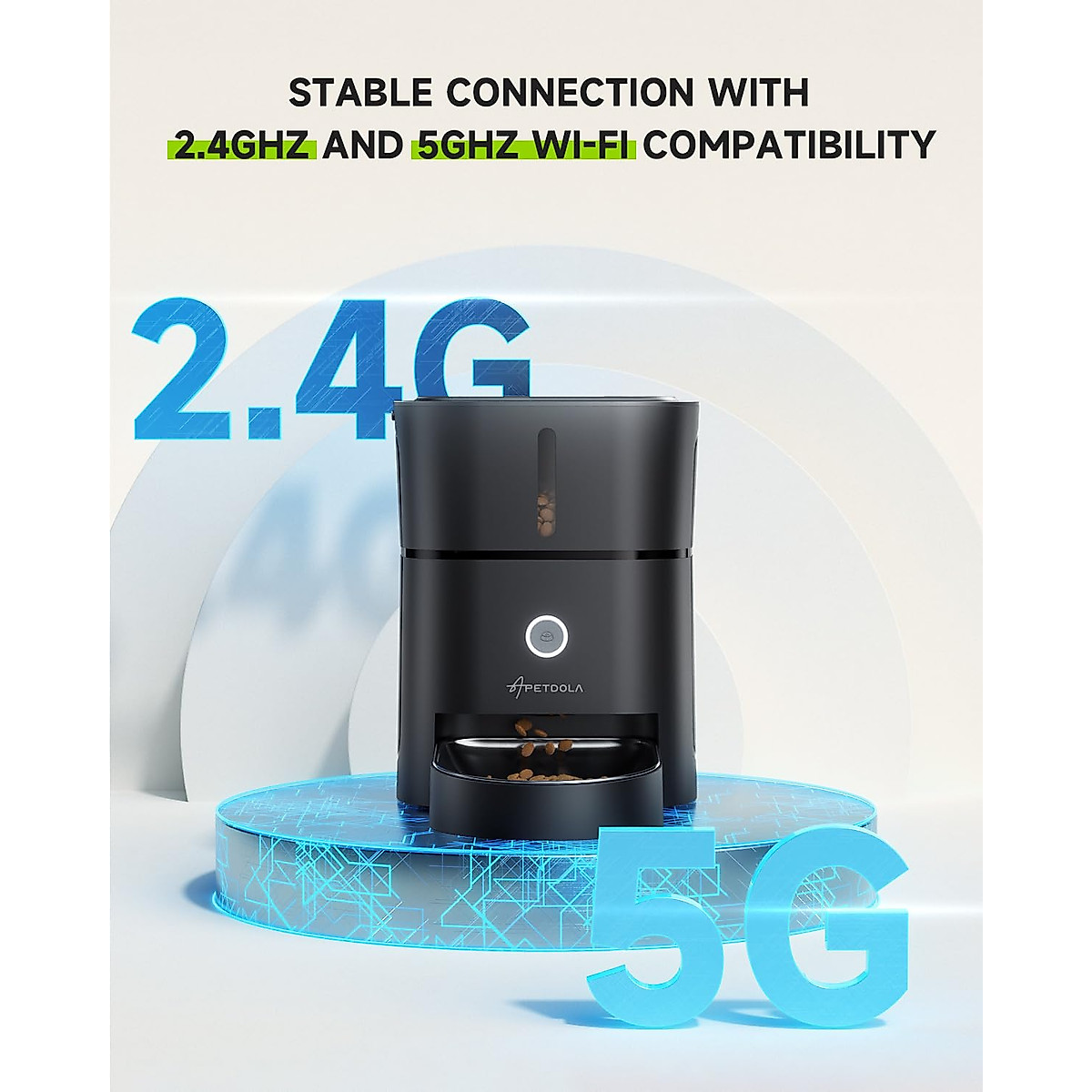 APETDOLA Automatic Cat Feeder, 5G WiFi Cat Food Dispenser with APP Control, 3L/12 Cup Timed Cat Dry Food Dispenser, Auto Pet Feeder Programmable for Cats & Dogs, 10s Voice Recorder, Dual Power Supply