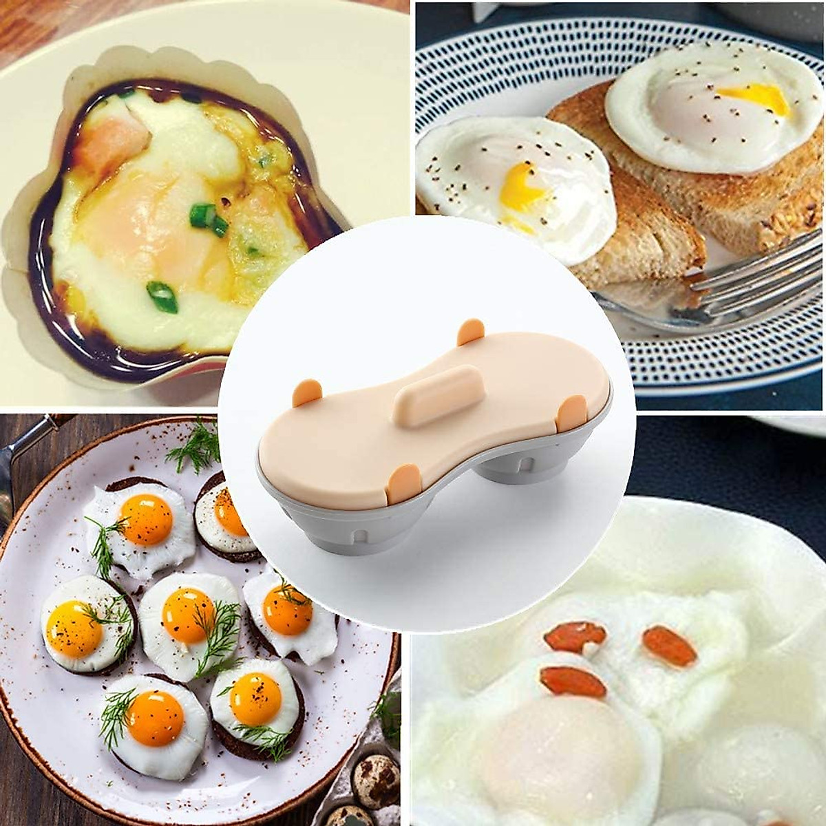 Egg Poacher Microwavable, Egg Steam with Measure Cup Dishwashable, Egg Maker Poached Egg Steamer Kitchen Gadget