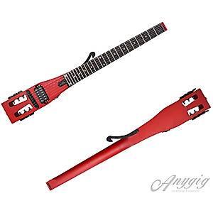 Anygig Electric Guitar Practice Portable Travel 82CM 1.6KG Cherry Matte 25.5" Full Scale with Gigbag Right Handed