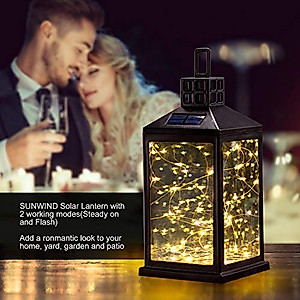 Solar Lantern Lights Outdoor SUNWIND Waterproof Solar Table Lamp Hanging Lighting with 40 Warm White LEDs for Garden Patio Landscape Decoration