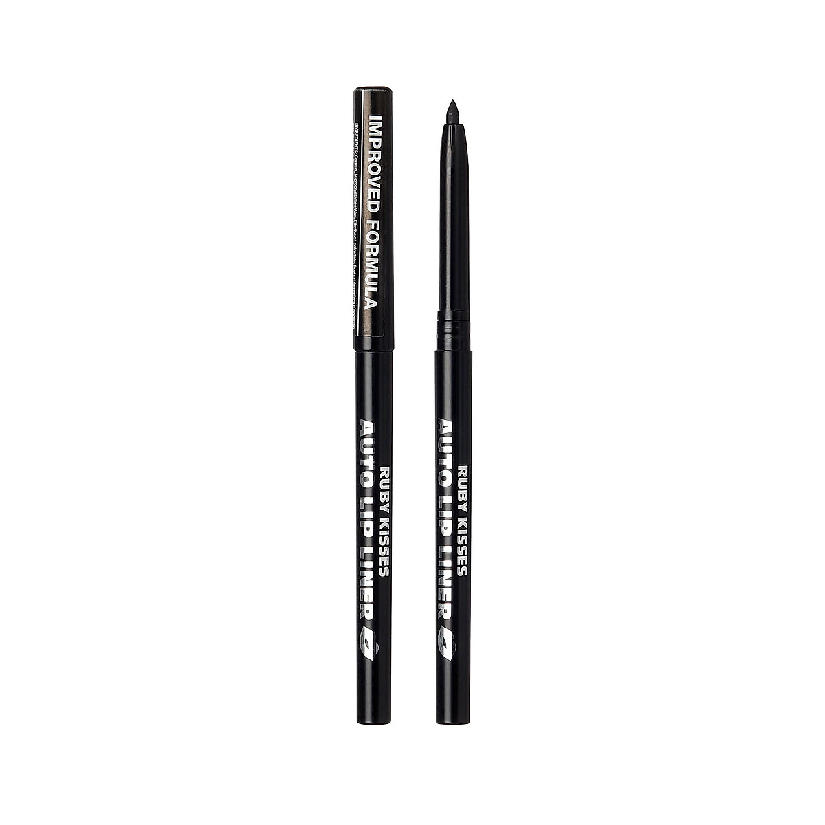 Ruby Kisses Auto Lip Liner Pencil, Long Lasting & Non-Fading, Smooth Application, Non-Feathering with Rich Color, No Sharpener Needed, Ideal for Full Lips Look (Black) (3 PACK)