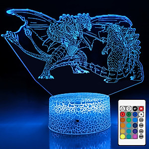 YOOEI Night Light for Kids Cool Gifts 3D Illusion Lamp with 16 Colors Changes with Remote Control Kids Bedside Lamp Toys for 3 4 5 6 7 8 Year Old Boys Christmas Birthday Gifts
