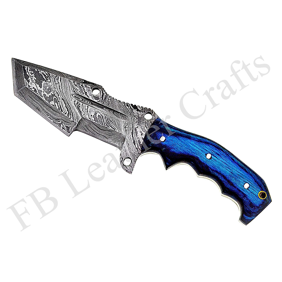 Tactical Combat Custom Made Damascus Steel Hunting Knife/Tracker Knife FBK-15315 Blue (Blue Wood)