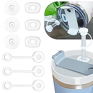 Toffos Silicone Spill Proof Stopper Set of 3, Compatible with Stanley Cup 1.0 40oz/ 30oz, Tumbler Accessories, Including 3 Straw Cover Cap, 3 Square Spill Stopper and 3 Round Leak Stopper