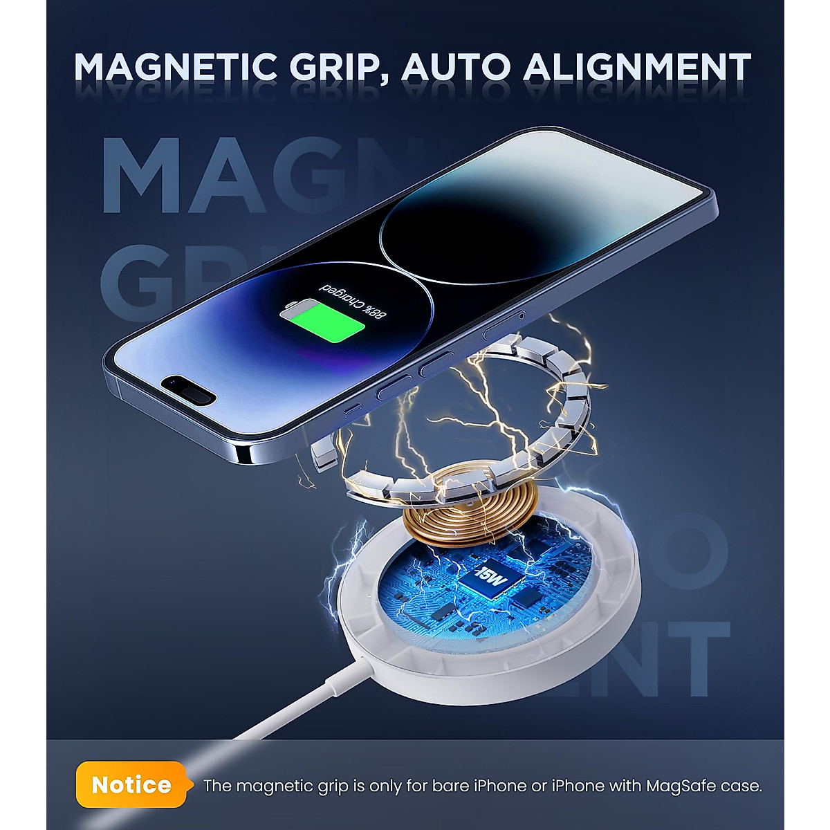 3 in 1 Magnetic Wireless Charger,15W Max Fast Wireless Charging Pad Compatible with MagSafe Charger iPhone 15/14/13/12 Series, Airpods 3/2/Pro/Pro 2 & iWatch All Series, 20W PD USB-C Adapter Included