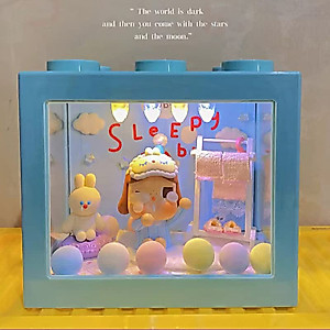 Small Betta Fish Tank, Large Fish Tank Fish Bow Aquarium with Imitation Starfish Coral Decoration, Clear Stackable Cube Tank for Ant Feeding Jellyfish Goldfish Moss Balls Insects,76oz