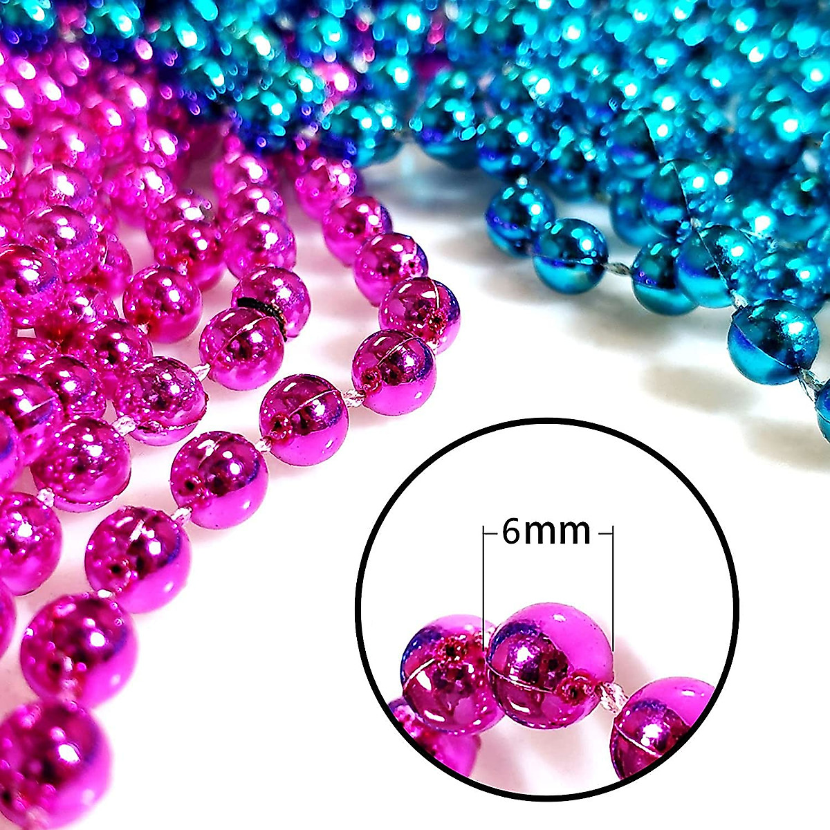 50 Pcs 6mm Baby Gender Reveal Beads for Baby Shower Announcement Party Supplies 33 Inch Baby Blue Hot Pink (6mm 50 pcs)