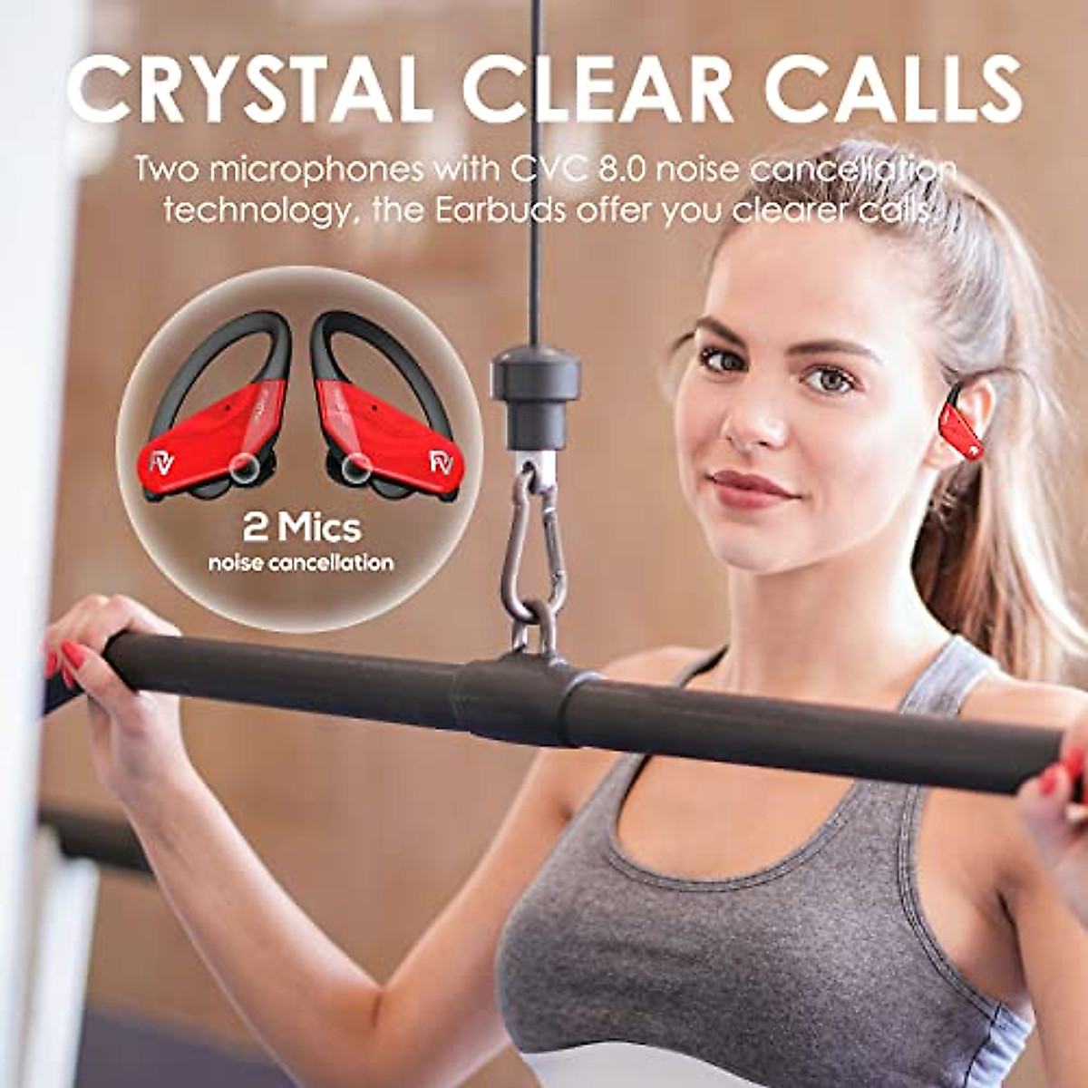 Bluetooth Headphones True Wireless Earbuds with Charging Case IPX10 Waterproof Stereo Sound Earphones Built-in Mic in-Ear Headsets Deep Bass for Sport Running, Fast Pair