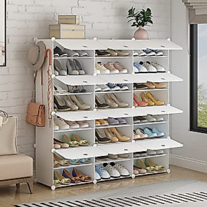 MAGINELS 48-Pair Shoe Rack Organizer Shoe Organizer Expandable Shoe Storage Cabinet Free Standing Stackable Space Saving Shoe Rack for Entryway, Hallway and Closet, White