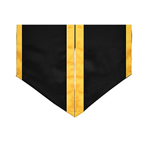 GraduationMall Plain Graduation Honor Stole Angled End Black With Gold Trim Unisex Adult 72" Long